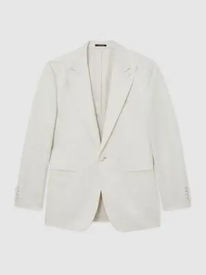 REISS Textured Single-breasted Blazer Tailored-fit Cotton-blend