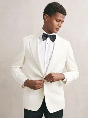 REISS Textured Single-breasted Blazer Tailored-fit Cotton-blend