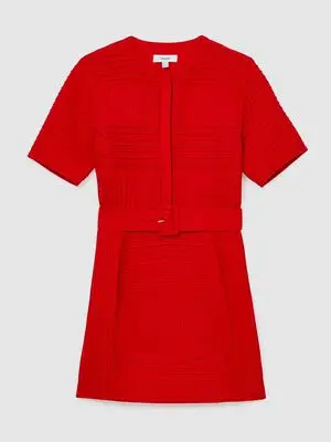 REISS Tuck-detail Belted Mini Dress