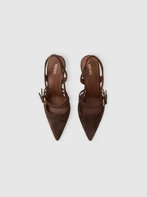 REISS Suede Buckle-strap Court Shoes