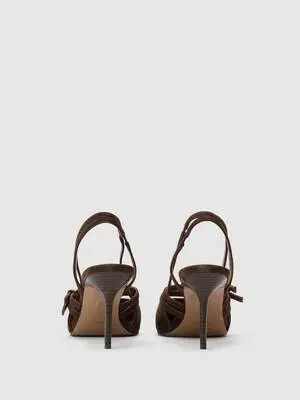 REISS Suede Buckle-strap Court Shoes