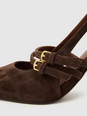 REISS Suede Buckle-strap Court Shoes