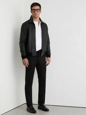 REISS Slim Fit Cotton Blend Chinos - Black