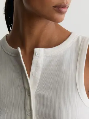 REISS Stretch-cotton Ribbed Henley Vest