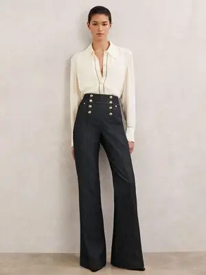 REISS Skylar Button-detail Flared Jeans
