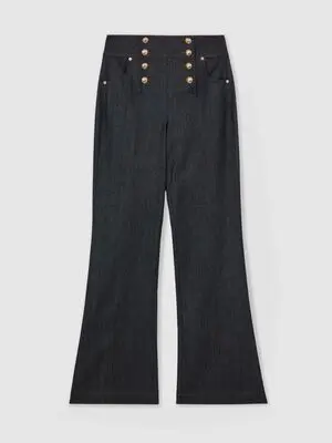 REISS Skylar Button-detail Flared Jeans