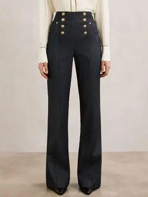 REISS Skylar Button-detail Flared Jeans