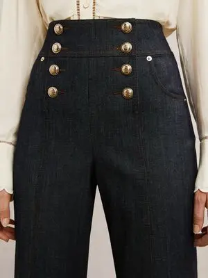 REISS Skylar Button-detail Flared Jeans