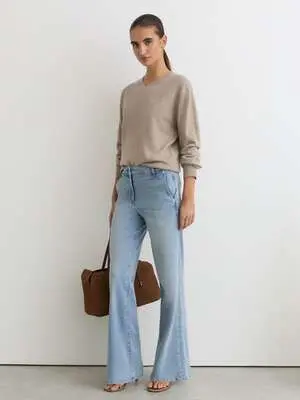 REISS Petite Wide-leg Jeans - Light Blue