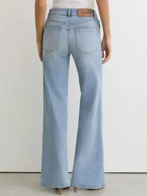REISS Wide Leg Jeans With Faded Detail - Light Blue