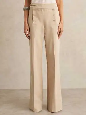 REISS Petite Sidney Button-detail Wide-leg Trousers