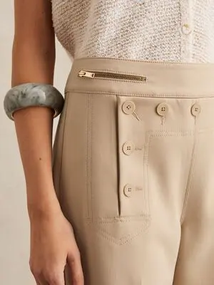 REISS Petite Sidney Button-detail Wide-leg Trousers