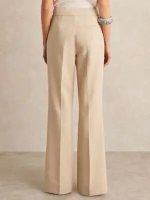 REISS Petite Sidney Button-detail Wide-leg Trousers