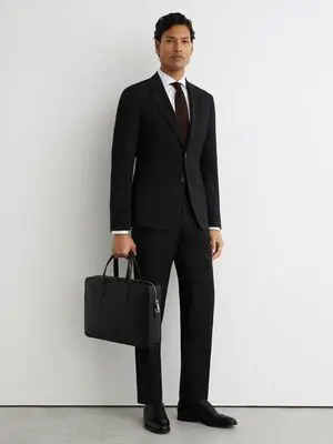 REISS Tailored Fit Wool-blend Single-breasted Suit Blazer - Black