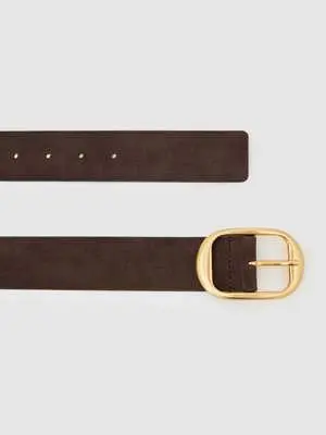 REISS Suede Oval-buckle Belt