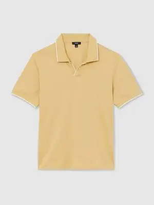 REISS Air-water Cotton Tipped Polo Shirt - Yellow