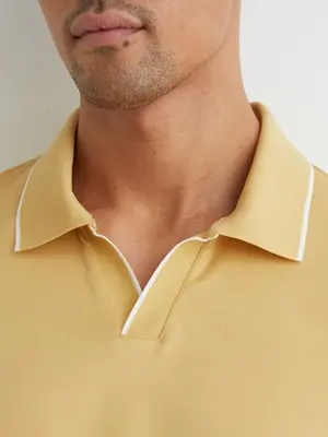 REISS Air-water Cotton Tipped Polo Shirt - Yellow