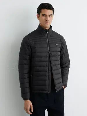 REISS Quilted Zip-through Jacket - Black