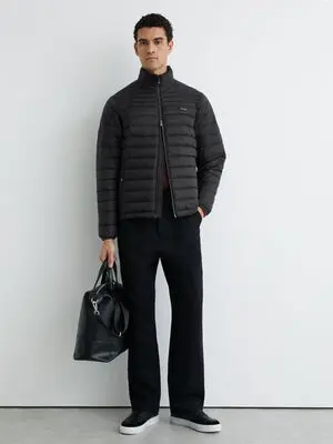 REISS Quilted Zip-through Jacket - Black