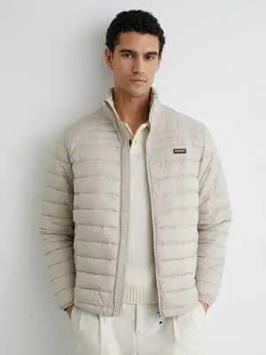 REISS Quilted Zip-through Jacket - Light Stone