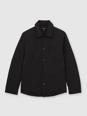 REISS Quilted Press-stud Overshirt - Black