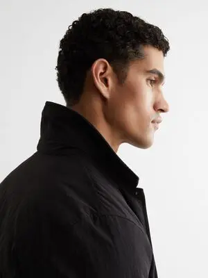 REISS Quilted Press-stud Overshirt - Black