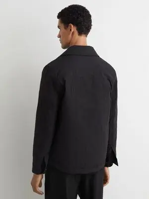 REISS Quilted Press-stud Overshirt - Black