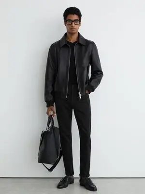 REISS Washed-denim Slim-fit Jeans Black
