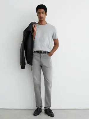 REISS Washed-denim Slim-fit Jeans Grey