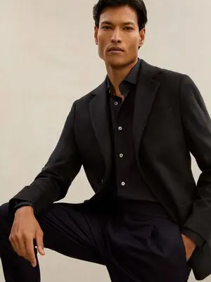 REISS Atelier Cashmere Single-breasted Blazer Tailored-fit - Navy