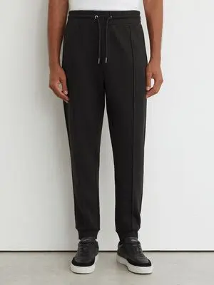 REISS Premium Interlock Cuffed Joggers - Black