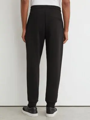 REISS Sueded Interlock Jersey Cuffed Joggers - Black