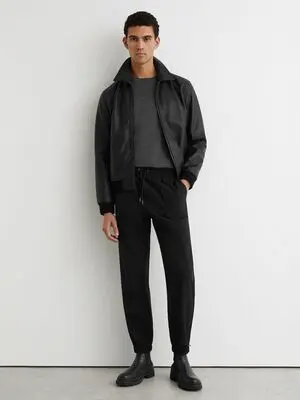 REISS Technical Cuffed Drawstring Trousers - Black