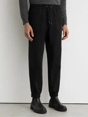 REISS Technical Cuffed Drawstring Trousers - Black