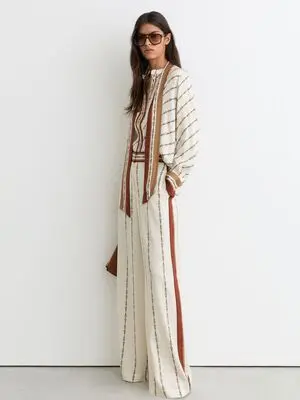 REISS Petite Chain-print Wide-leg Trousers
