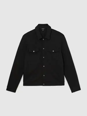 REISS Premium Interlock Twin-pocket Overshirt - Black