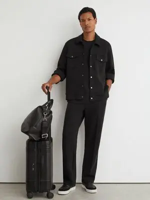 REISS Premium Interlock Twin-pocket Overshirt - Black