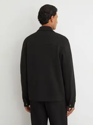 REISS Premium Interlock Twin-pocket Overshirt - Black