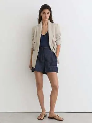 REISS Linen Shorts - Indigo