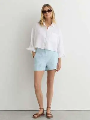 REISS Linen Shorts - Light Blue