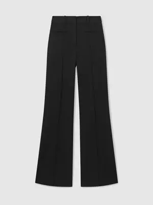 REISS Petite High Rise Flared Trousers - Black