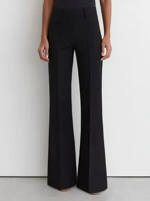 REISS Petite High Rise Flared Trousers - Black