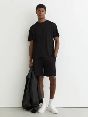 REISS Textured-wave Relaxed-fit T-shirt - Black
