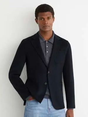 REISS Wool-blend Single-breasted Blazer Tailored-fit - Navy