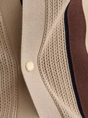 REISS Argyle-knit Press-stud Polo Shirt