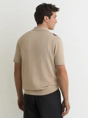 REISS Argyle-knit Press-stud Polo Shirt