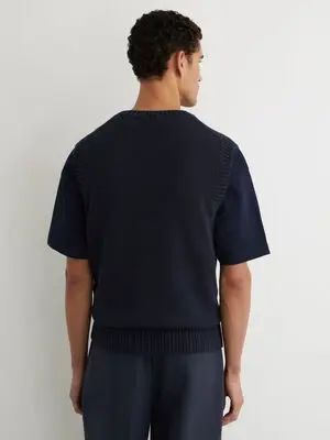 REISS Monogram Embroidered Relaxed Knit Vest