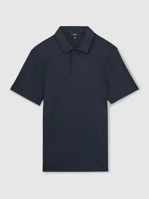 REISS Air-water Cotton Polo Shirt - Navy