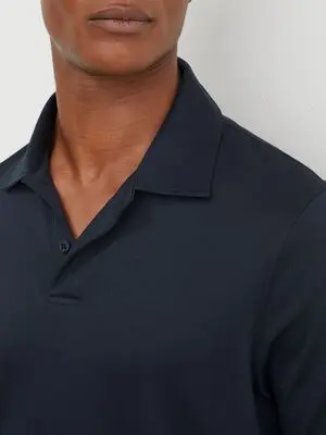 REISS Air-water Cotton Polo Shirt - Navy