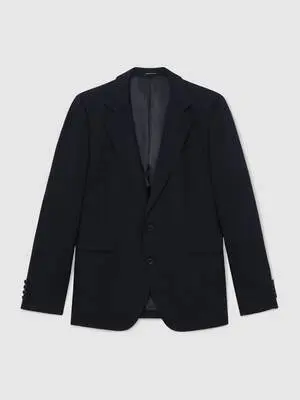 REISS Tailored Fit Single-breasted Linen Blazer - Navy